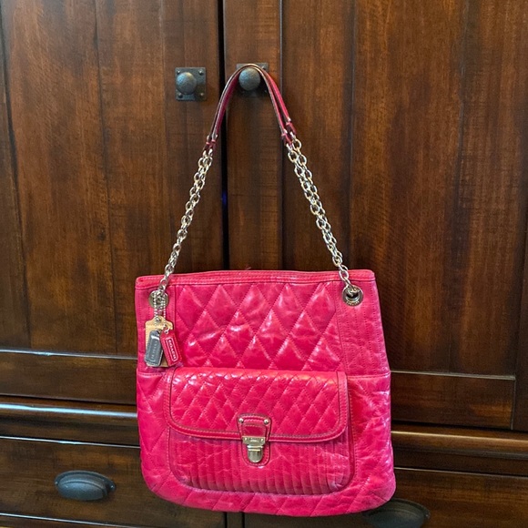 Coach | Bags | Coach Hot Pink Leather Quilted Bag | Poshmark